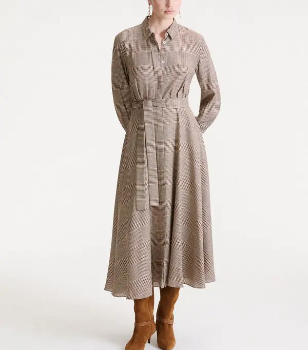 Marella Check Maxi Shirt Dress