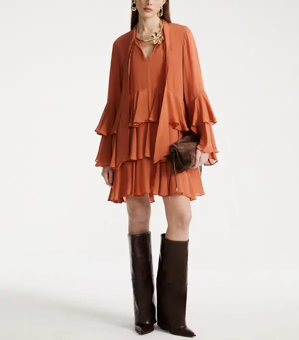 Marella Georgette Flounced Mini Dress
