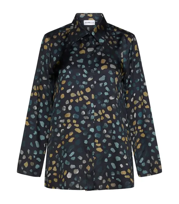 Marella Twill Printed Shirt - Navy