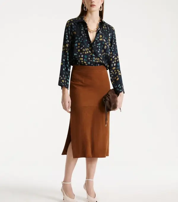 Marella Twill Printed Shirt - Navy