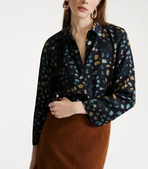 Marella Twill Printed Shirt - Navy
