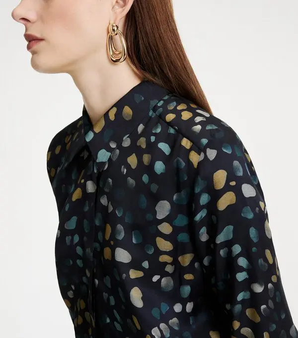 Marella Twill Printed Shirt - Navy