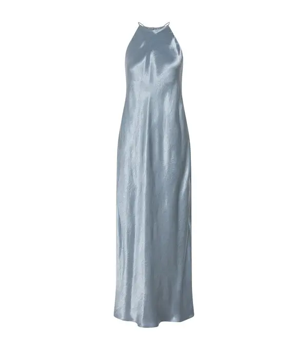 Marella Satin Halterneck Maxi Dress - Blue