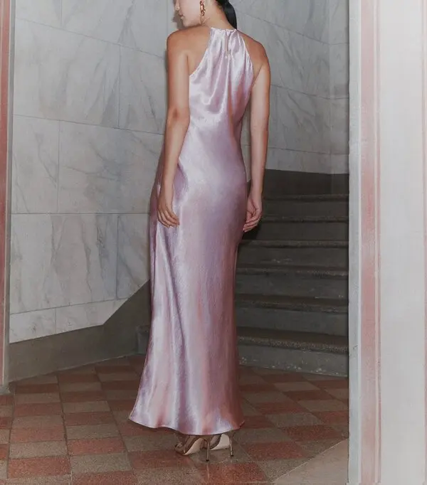 Marella Satin Halterneck Maxi Dress - Pink