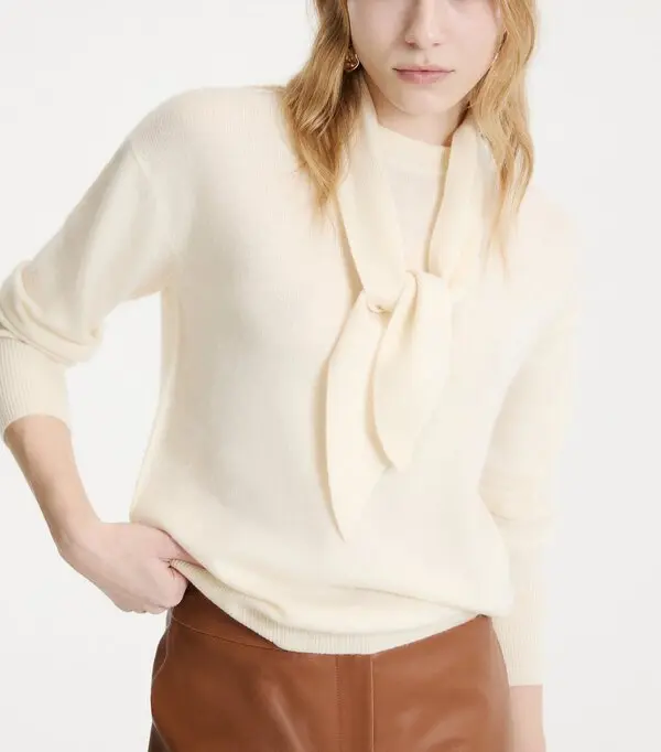 Marella Wool-cashmere Scarf-detail Sweater