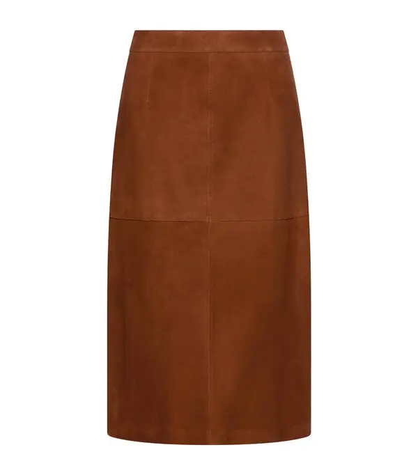 Marella Suede Panelled Skirt - Brown