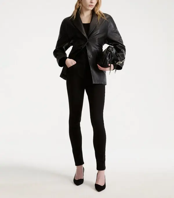 Marella Longline Belted Leather Jacket