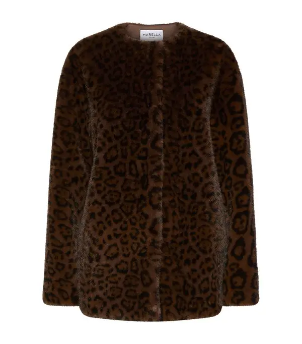 Marella Faux Fur Leopard Print Jacket