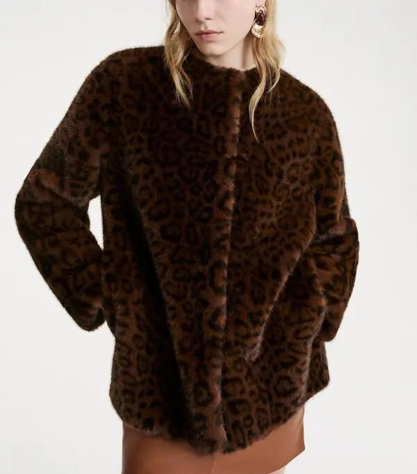 Marella Faux Fur Leopard Print Jacket