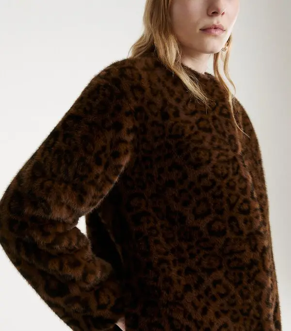 Marella Faux Fur Leopard Print Jacket
