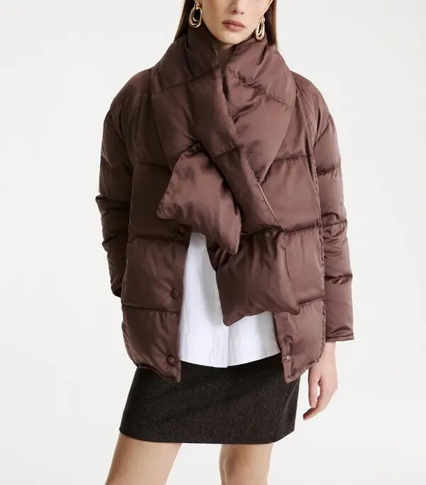 Marella Down Detachable-scarf Quilted Jacket