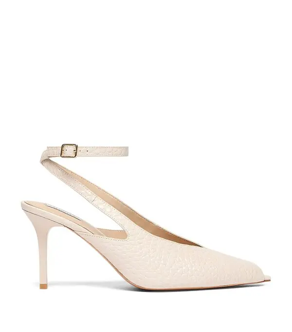 Marella Leather Croc-embossed Slingback Heels 80