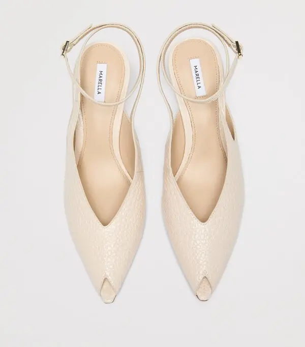 Marella Leather Croc-embossed Slingback Heels 80