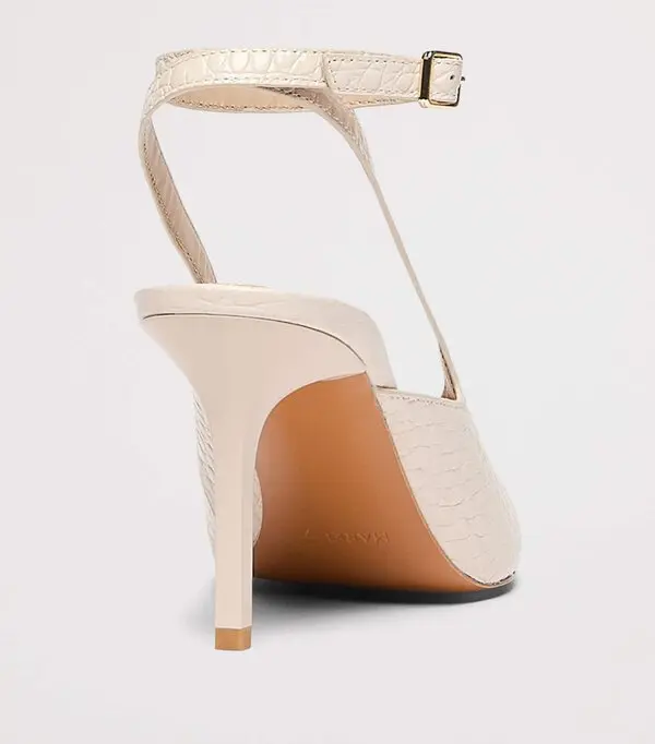 Marella Leather Croc-embossed Slingback Heels 80