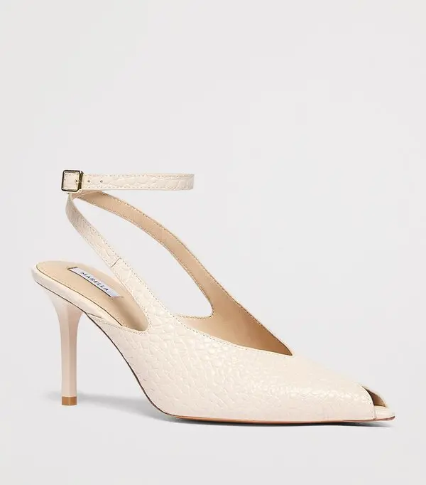 Marella Leather Croc-embossed Slingback Heels 80