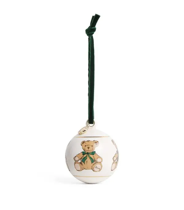 Harrods Fine China Henry Bear Bauble - Green