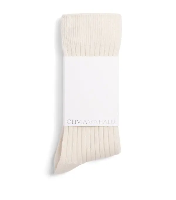 Olivia Von Halle Silk-cashmere-blend Spencer Socks - Ivory