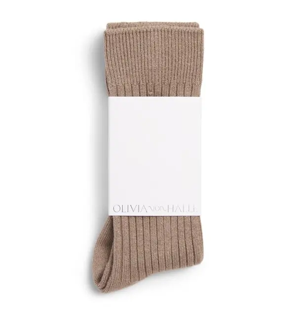 Olivia Von Halle Silk-cashmere-blend Spencer Socks - Brown