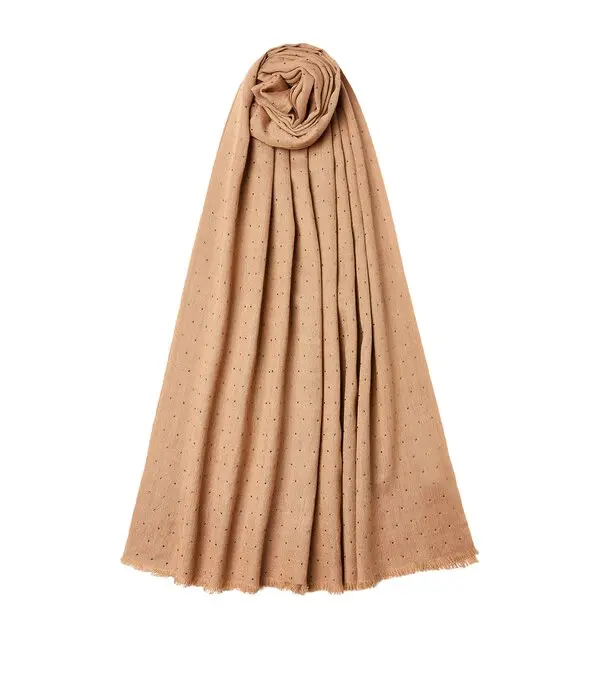 Marella Modal-wool Embellished Scarf - Brown