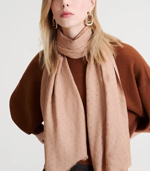 Marella Modal-wool Embellished Scarf - Brown