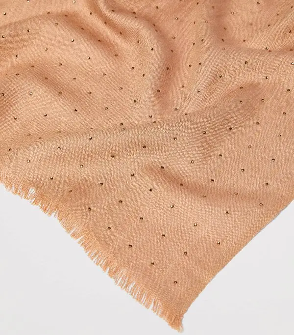 Marella Modal-wool Embellished Scarf - Brown