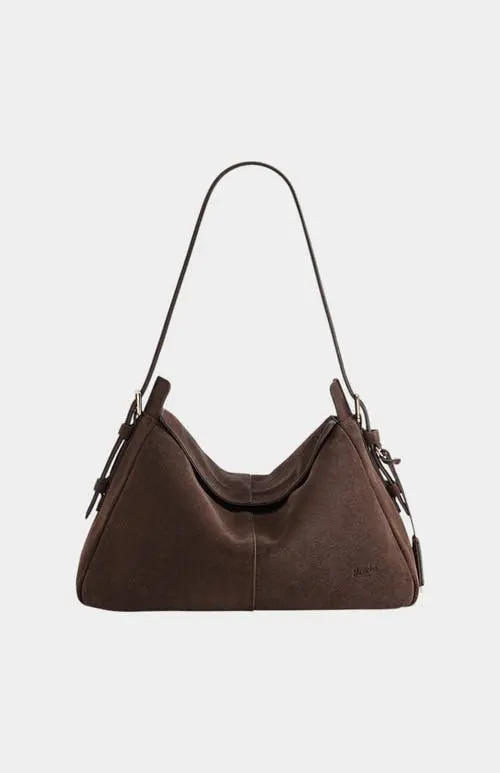MI BOLSA LONDON Madolyn Genuine Suede Leather Shoulder Bag
