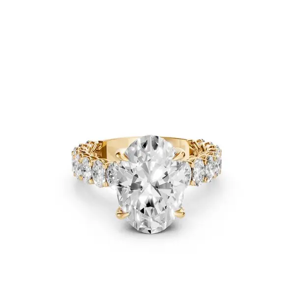 AYA FINE JEWELRY Elara 3 Carat Oval & Round Igi Certified Lab Grown Diamond Pave Engagement Ring In Gold - Yellow