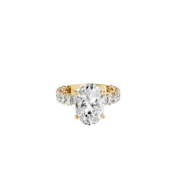 AYA FINE JEWELRY Elara 3 Carat Oval & Round Igi Certified Lab Grown Diamond Pave Engagement Ring In Gold - Yellow