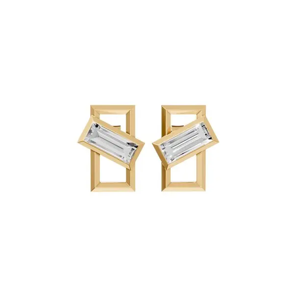 AYA FINE JEWELRY Seraphine Baguette Lab Grown Diamond Geometric Stud Earrings In Gold - Yellow
