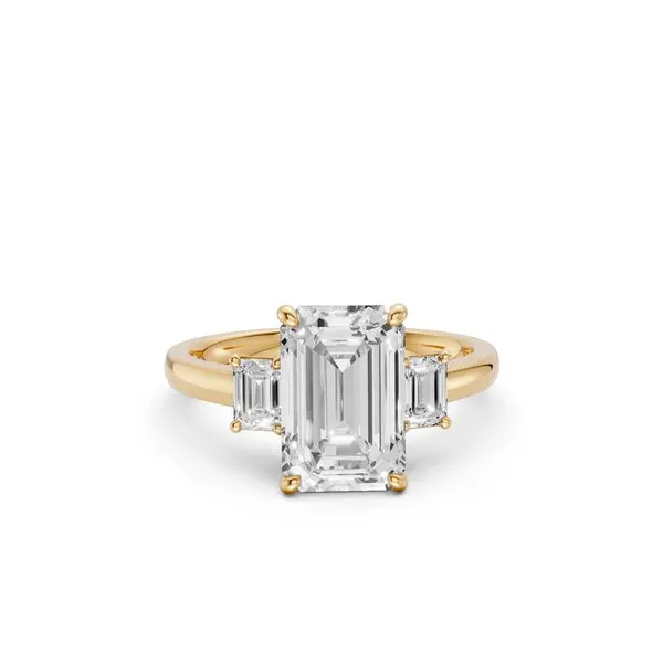 AYA FINE JEWELRY Elara Emerald Cut Igi Certified Lab Grown Diamond Three Stone Engagement Ring In Gold - Yellow