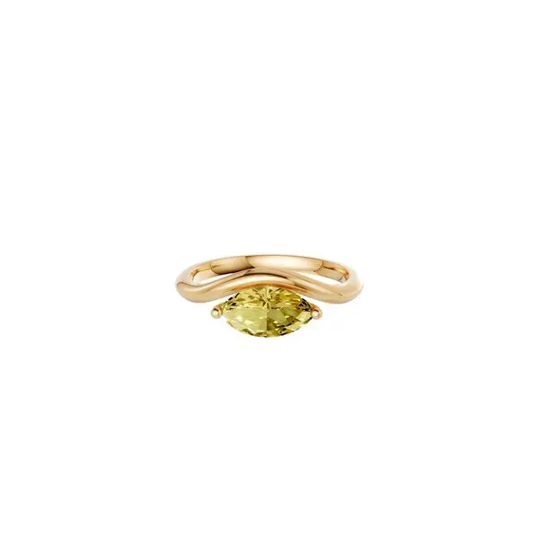 AYA FINE JEWELRY Elara Marquise Lab Grown Diamond Curved Solitaire Engagement Band Ring In Gold - Yellow