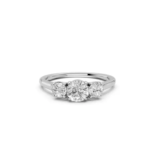 AYA FINE JEWELRY Elara Round Lab Grown Diamond Trilogy Engagement Ring In Gold - White