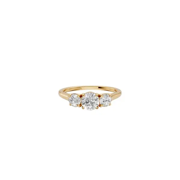 AYA FINE JEWELRY Elara Round Lab Grown Diamond Trilogy Engagement Ring In 14k Gold - Yellow