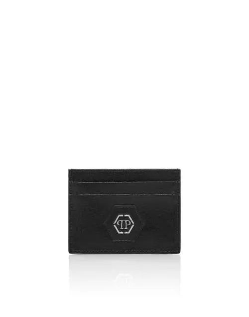 Philipp Plein Saffiano Leather Card Holder Hexagon