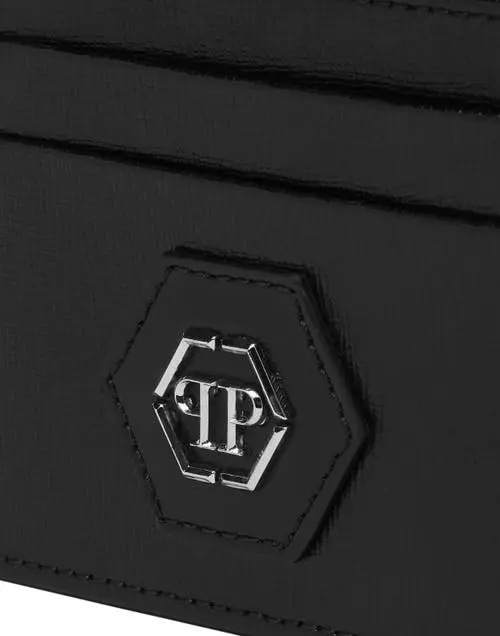 Philipp Plein Saffiano Leather Card Holder Hexagon