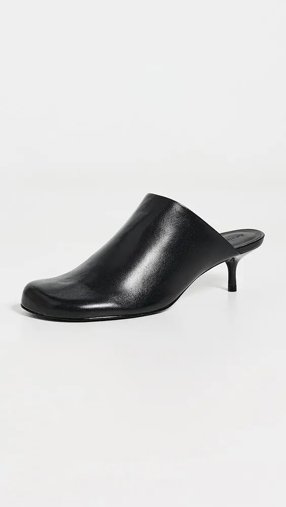 REFORMATION Phadra Heeled Mules - Black Leather