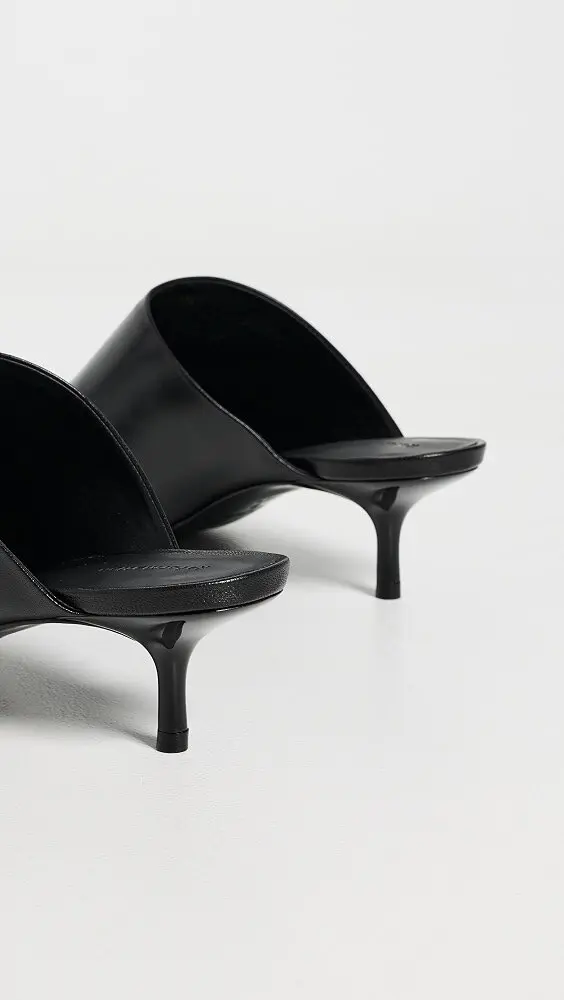 REFORMATION Phadra Heeled Mules - Black Leather