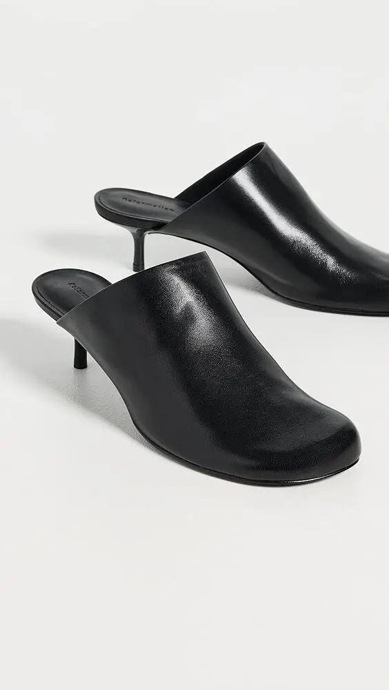 REFORMATION Phadra Heeled Mules - Black Leather