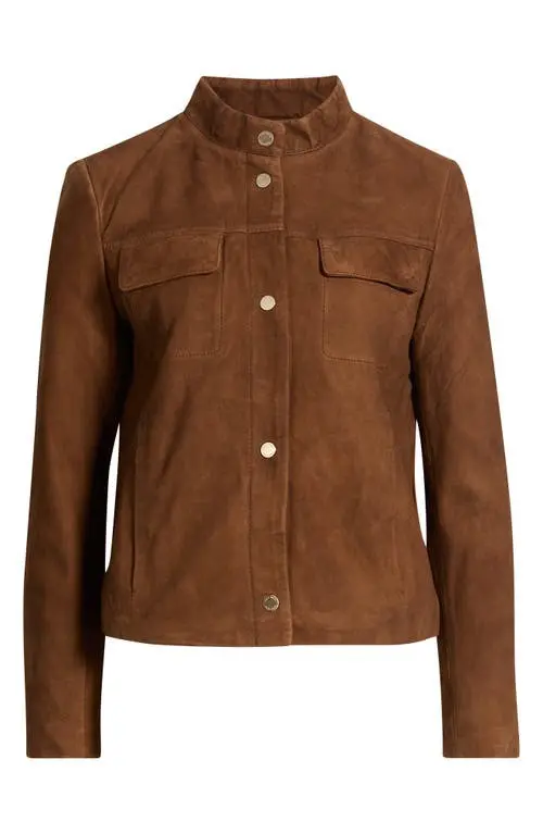 Cole Haan Convertible Collar Leather Jacket - Chocolate