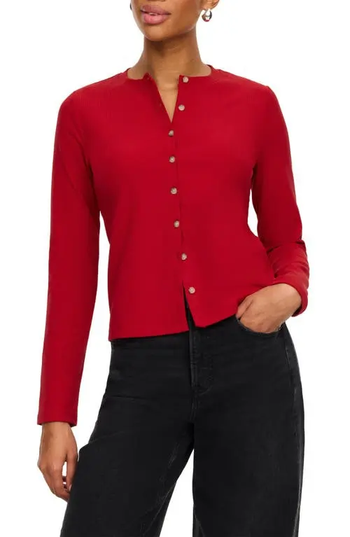 Spanx Ribbed Crewneck Cardigan - Amaryllis