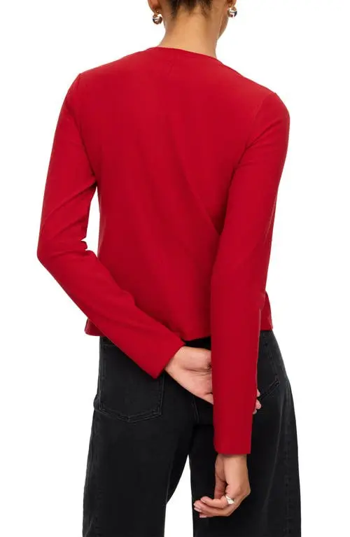 Spanx Ribbed Crewneck Cardigan - Amaryllis