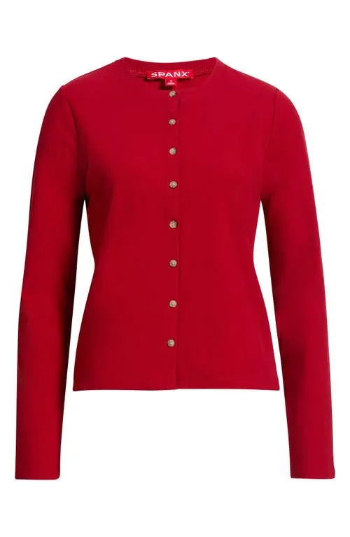 Spanx Ribbed Crewneck Cardigan - Amaryllis