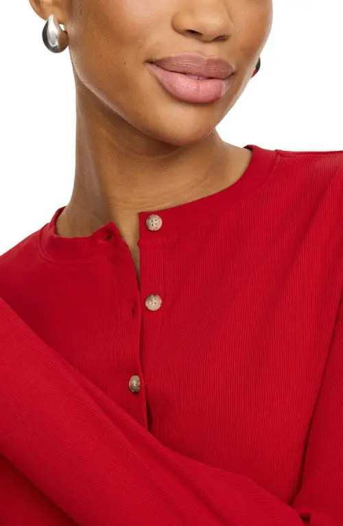 Spanx Ribbed Crewneck Cardigan - Amaryllis