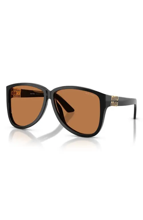 Miu Miu 61mm Pilot Sunglasses - Black/brown