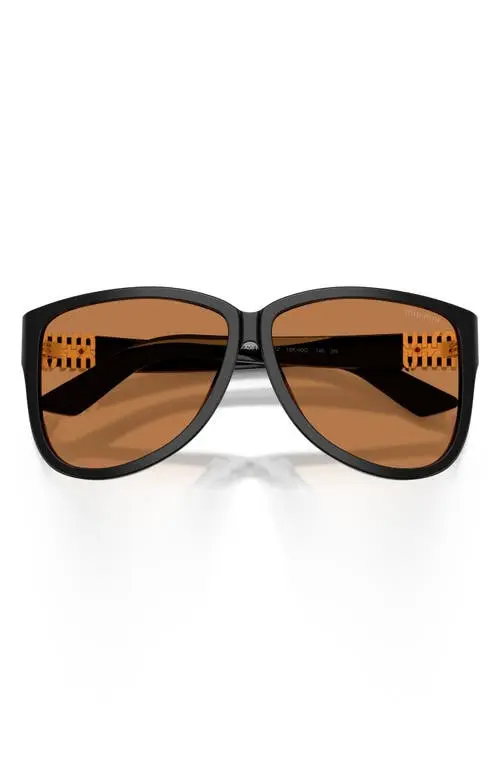 Miu Miu 61mm Pilot Sunglasses - Black/brown