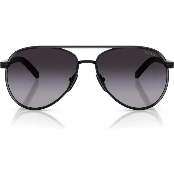 Prada 59mm Pilot Sunglasses - Black/grey Gradient