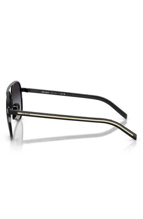 Prada 59mm Pilot Sunglasses - Black/grey Gradient