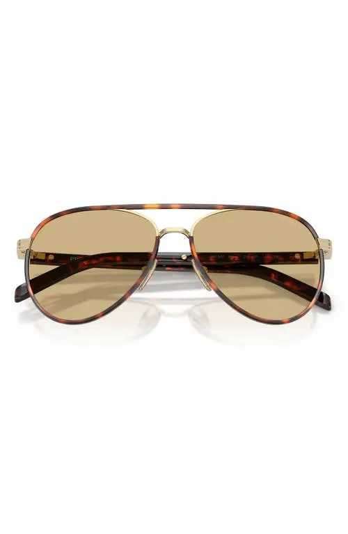 Prada 59mm Pilot Sunglasses - Tortoise Print/gold/yellow