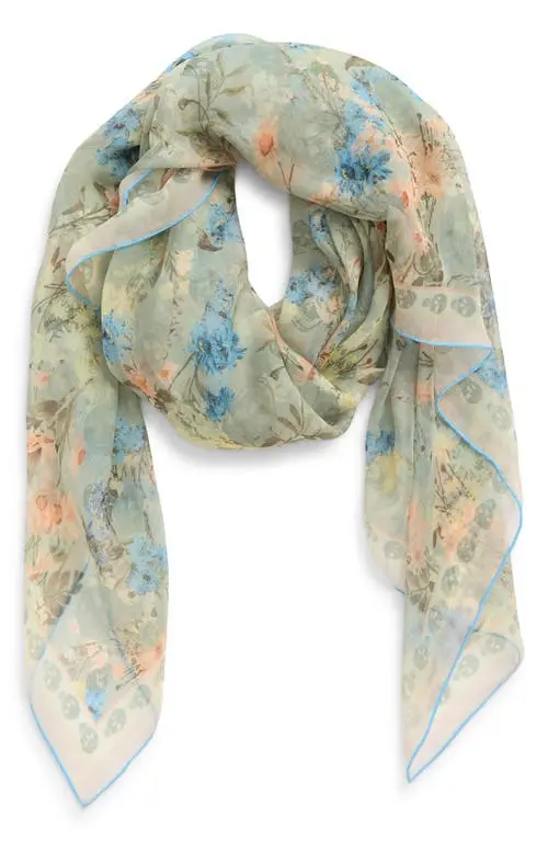 Alexander McQueen Floral Scarf - Acqua