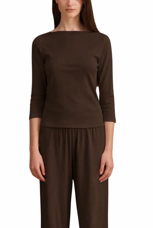 VIR VITA Florence Boatneck Top - Espresso